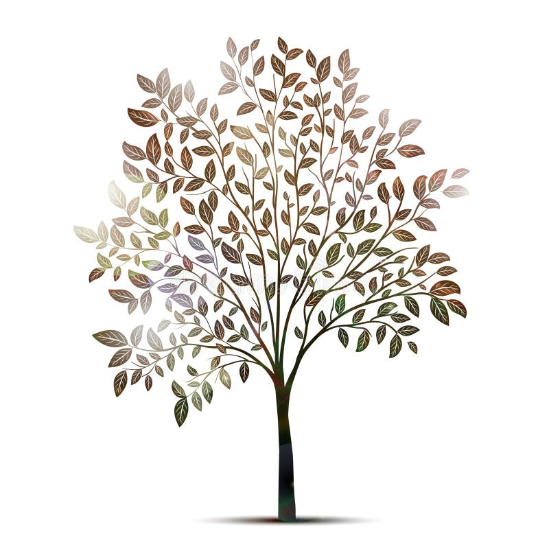 Tree with Leaves Silhouette Vector Stock Vector - Illustration of ...