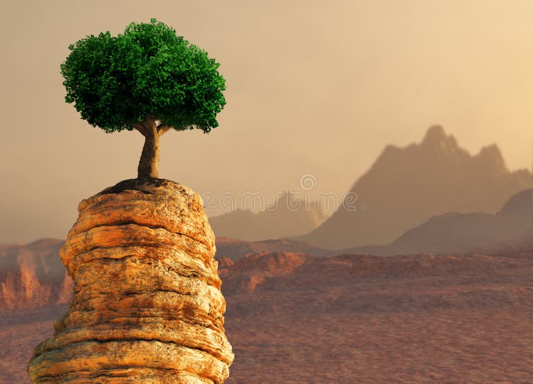 Tree on a ledge stock illustration. Illustration of stone - 17379566