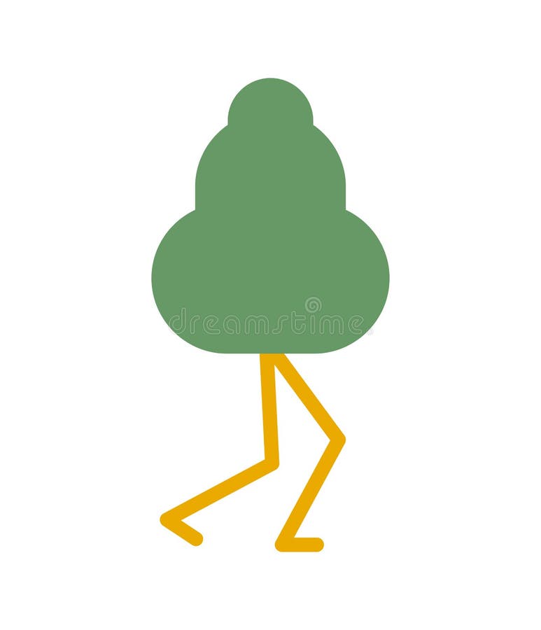 Tree with Legs Set Cartoon Style. Vector Illustration Stock Vector ...