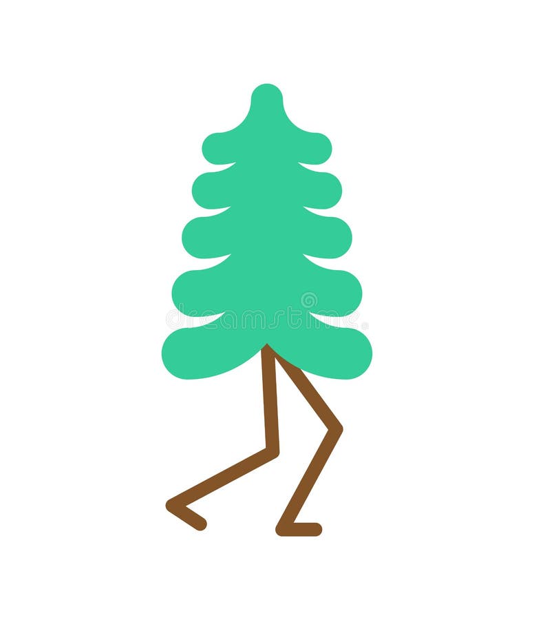 Tree with Legs Cartoon Style. Vector Illustration Stock Vector ...