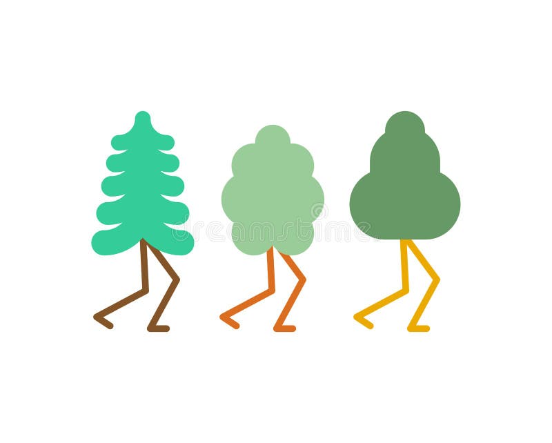 Tree with Legs Set Cartoon Style. Vector Illustration Stock Vector ...