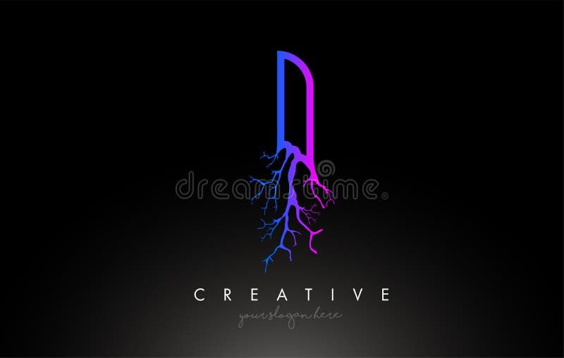 Tree Letter I Design Logo with Purple Blue Tree Branch. I Letter Tree ...