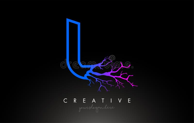Tree Letter L Design Logo with Purple Blue Tree Branch. L Letter Tree ...