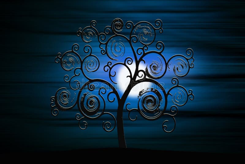 The Tree of Life Abstract Design at Night Stock Illustration ...