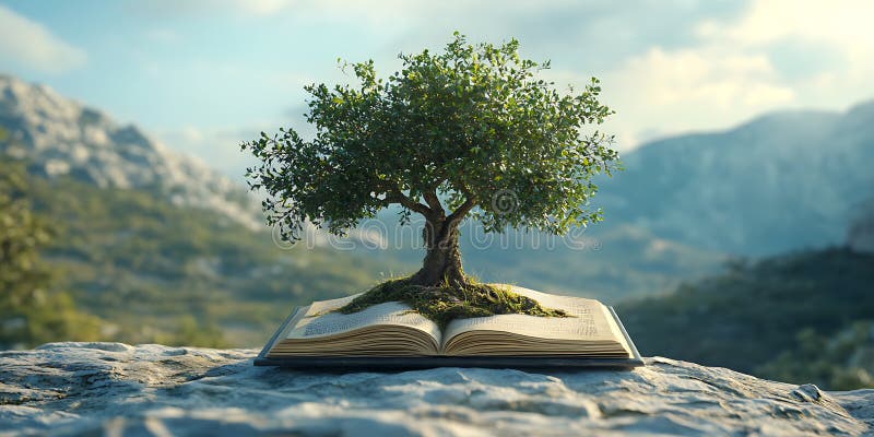 Tree of Life on Book Nature Growth Wisdom Background Wallpaper Stock ...