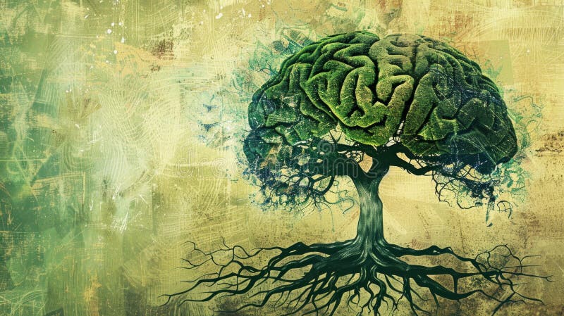 Tree of Life with Brain Roots Symbolizing Mental Growth Stock Image ...