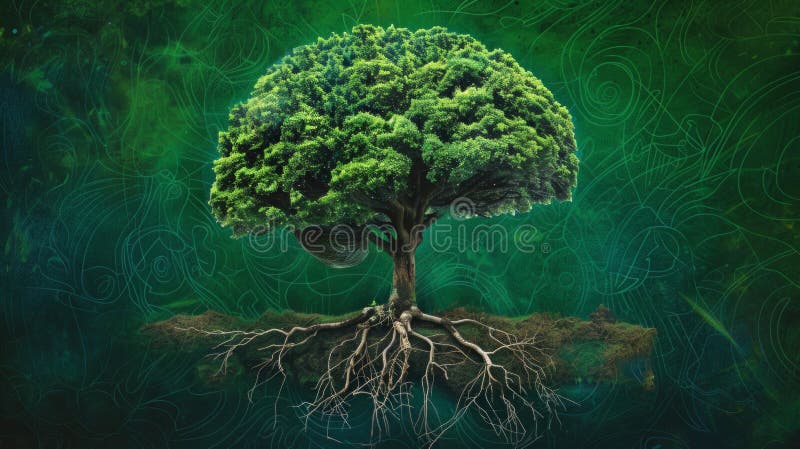 Tree of Life with Brain Roots Symbolizing Mental Growth Stock Image ...