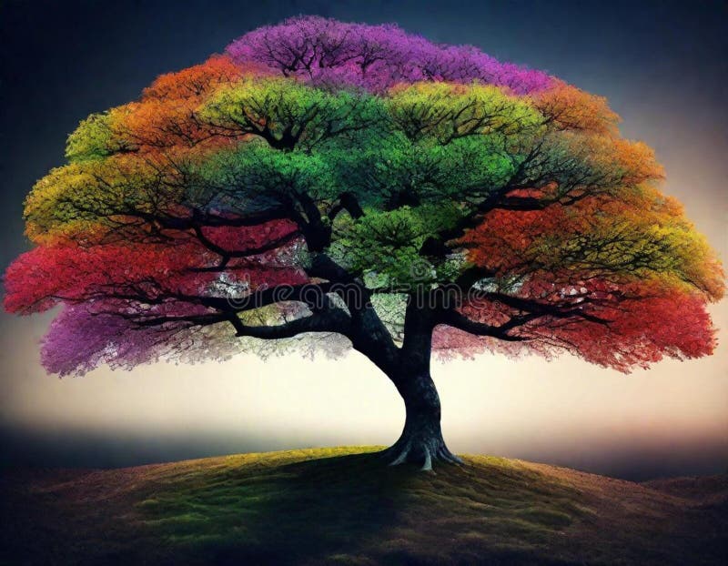 The Tree of Life Coloured Realistic Stock Illustration - Illustration ...
