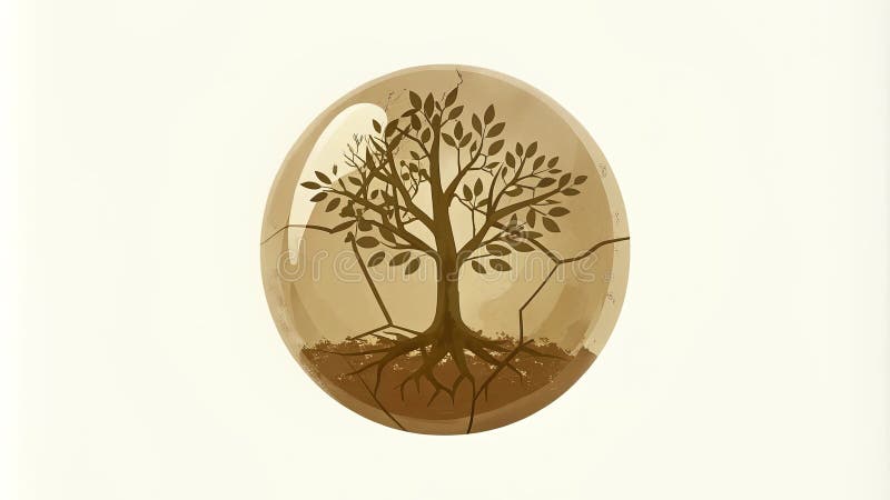 Tree of Life in a Cracked Sphere: Symbol of Resilience and Growth Stock ...