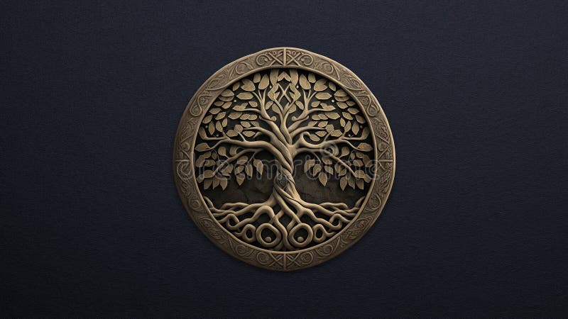 Tree of Life on Dark Blue Leather Background, Desktop Wallpaper ...