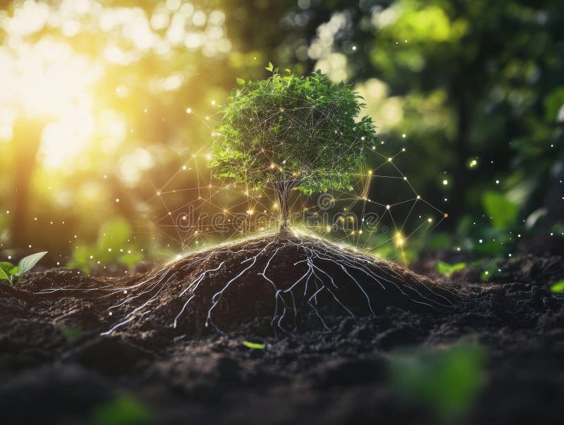 Tree of Life, a Digital Network of Growth and Connection Stock Image ...