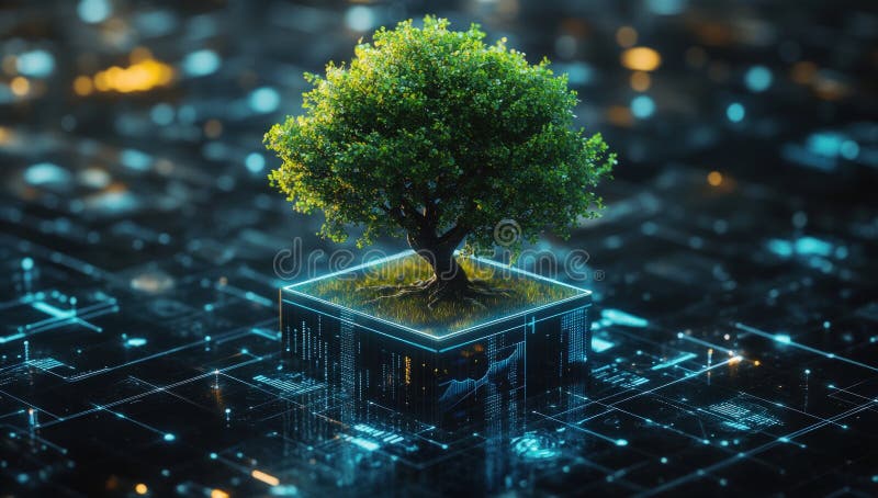A Tree of Life, Digital Roots Stock Illustration - Illustration of ...