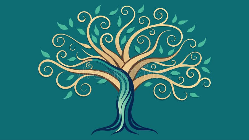 A Tree of Life Doodled with Flowing Lines Symbolizing the Cycle of ...