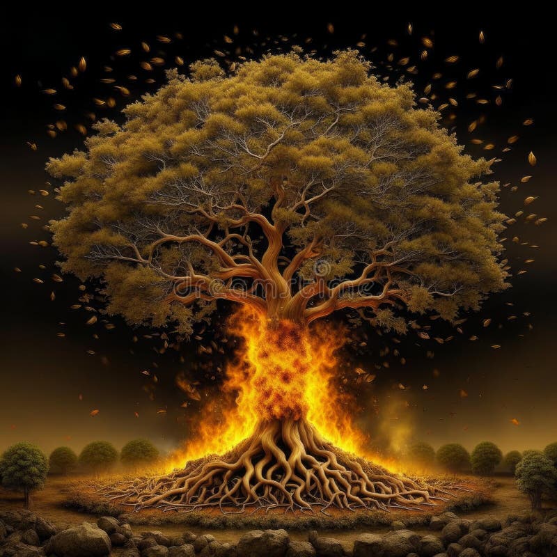 The Tree of Life is on Fire. Stock Illustration - Illustration of ...