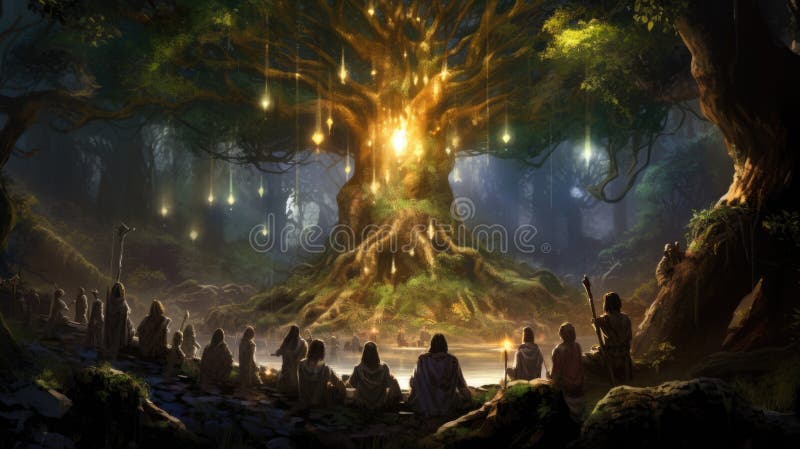 The Tree of Life in the Forest, AI Stock Illustration - Illustration of ...