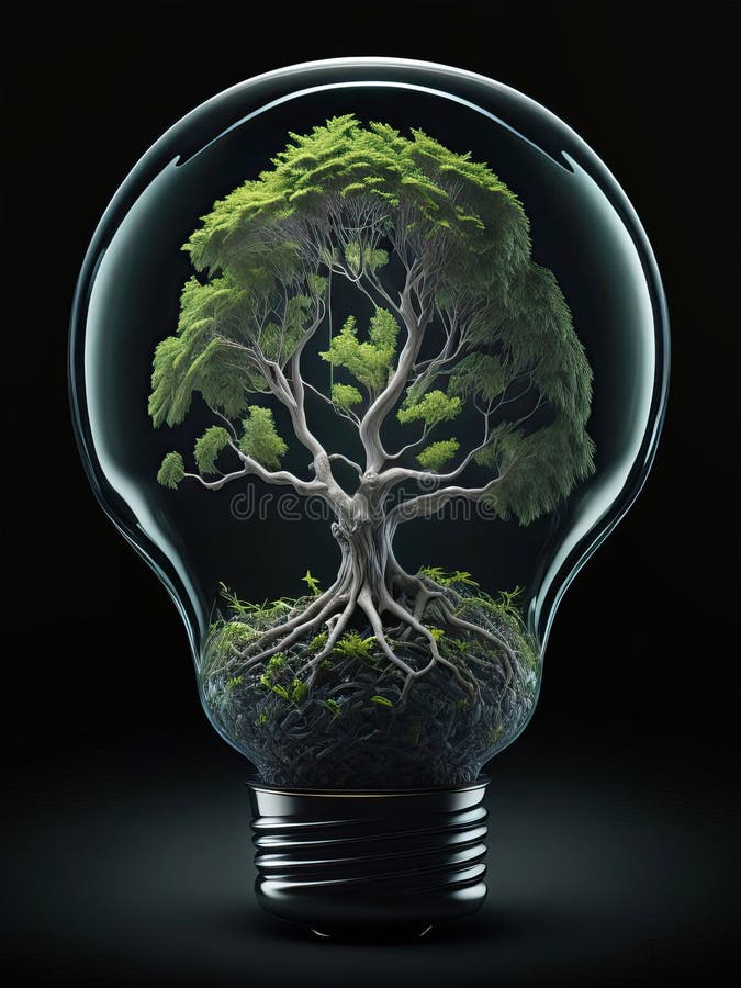 Tree of Life in a Glass Bulb Stock Illustration - Illustration of ...