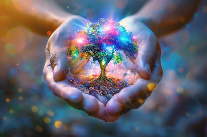 The Tree of Life Growing Out of a Pair of Cupped Hands, AI Generated ...