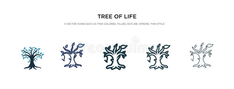 Tree of Life Icon in Different Style Vector Illustration. Two Colored ...