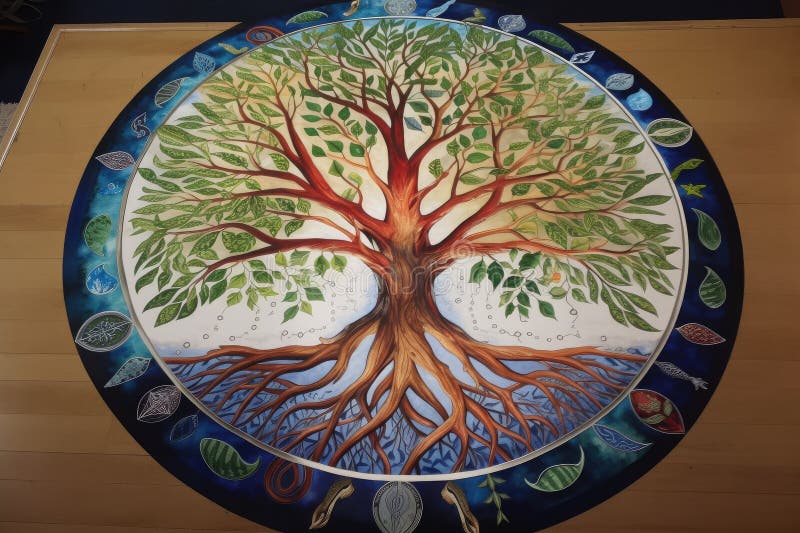 Tree of Life Mandala, with Each Branch and Leaf Representing a Part of ...
