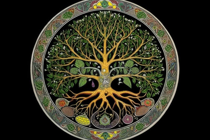 Tree of Life Mandala, with Each Branch and Leaf Representing a Part of ...