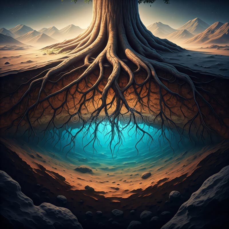 Tree of Life: Mystical Roots Extend Below Earth S Surface Stock ...