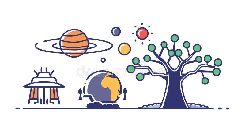 Tree of Life with Planets, Universal Harmony, Vector Design Generative ...