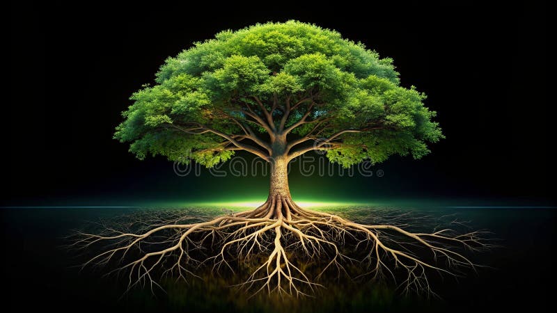 A Tree of Life with Roots on My Black Background AI-Generated Content ...