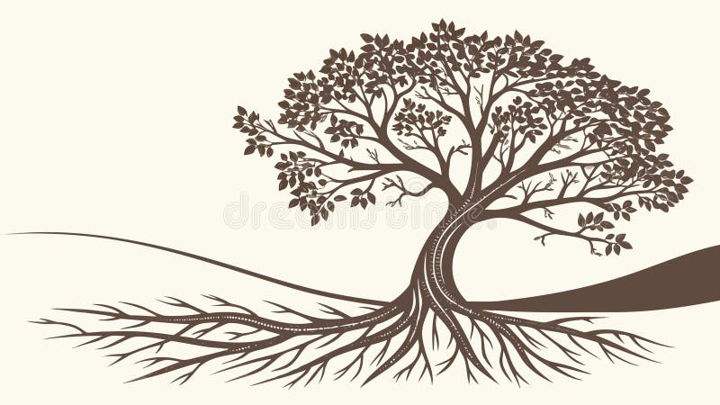 Tree of Life with Roots, Natural Growth and Enduring Strength Symbol ...