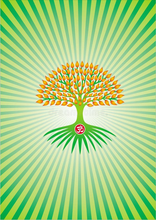 The Tree of Life with the Sign Om, Aum, Ohm in the Center. Symbol of ...