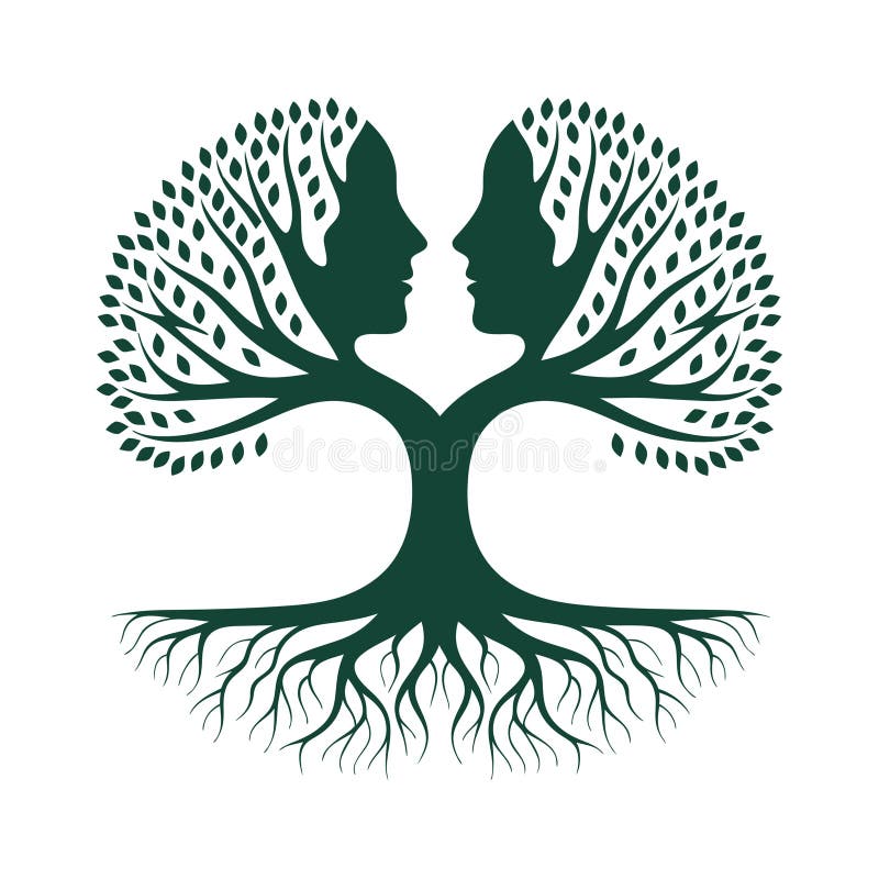 Tree of Life Silhouette with Human Faces Symbolizing Connection and ...