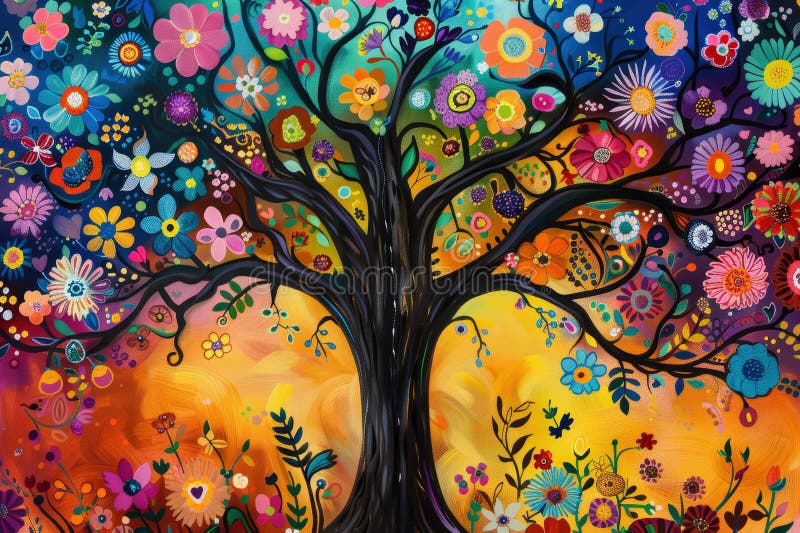 Tree of Life Symbol Abstract Background, Flower of Life Pattern Stock ...