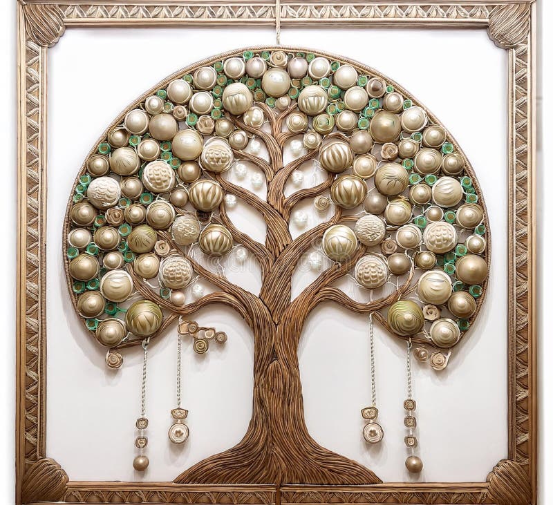 Tree of Life Woven from Macramé, with Round Spheres, Isolated on White ...