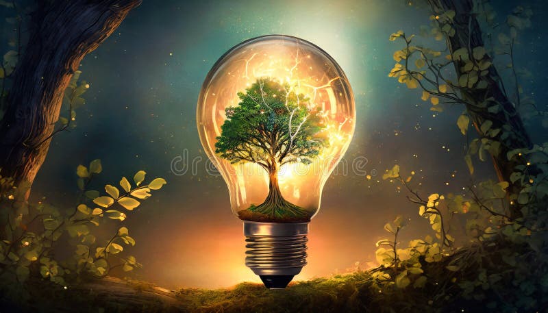 Tree in light bulb stock illustration. Illustration of streetlight ...