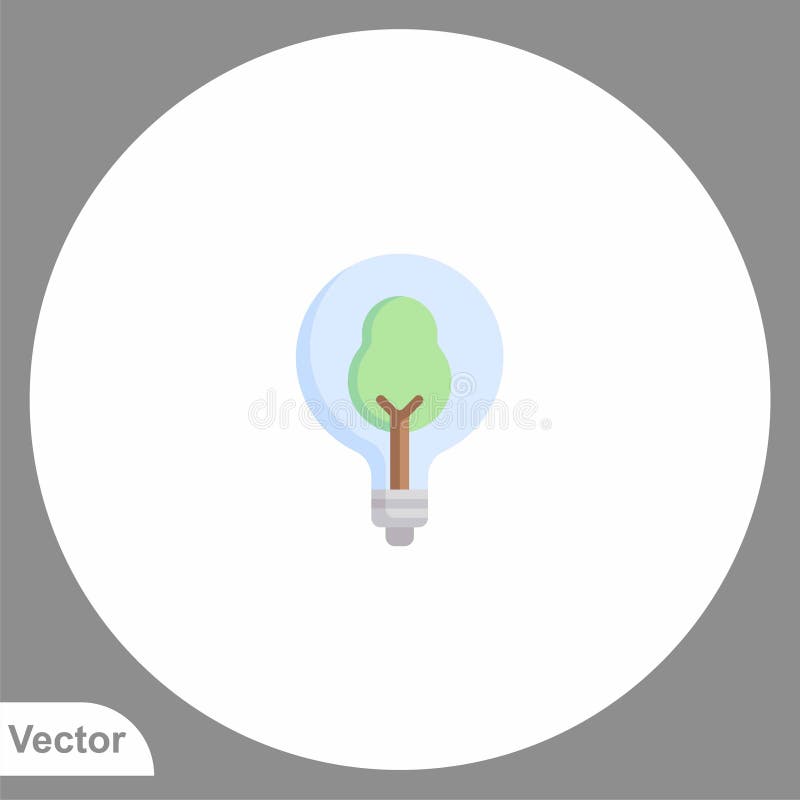 Tree in Light Bulb Vector Icon Sign Symbol Stock Vector - Illustration ...