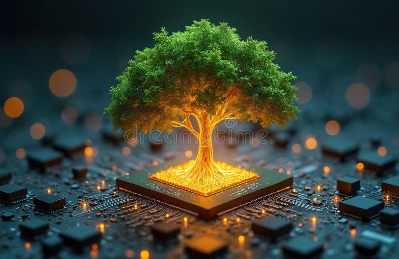 Tree of Light Grows from Microchip Fusion of Organic Ideas, Digital ...