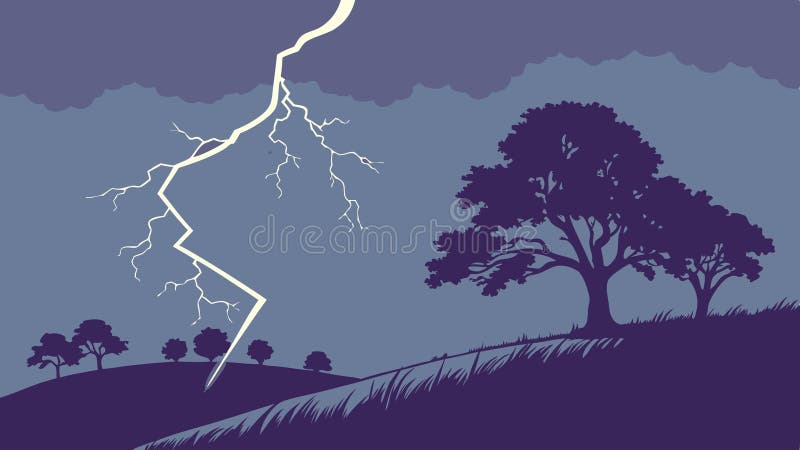 Tree Lightning Storm Vector Illustration, Vector Design Generative AI Stock Vector ...