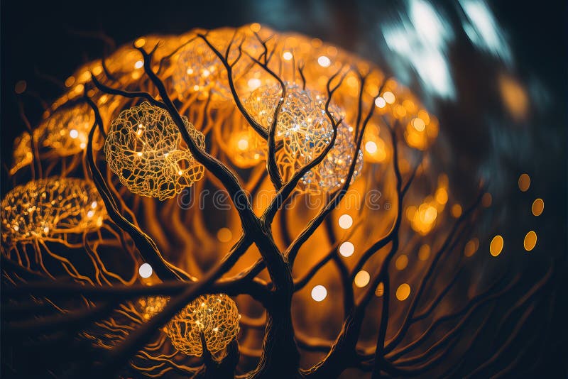 A Tree with Lights in the Background and a Blurry Image of a Tree with ...