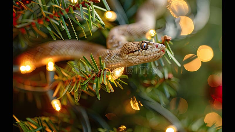 Tree with Lights and Snake stock photo. Image of entwined - 358502800
