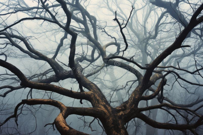 Tree Limbs Creating Abstract Patterns in Fog Stock Illustration ...