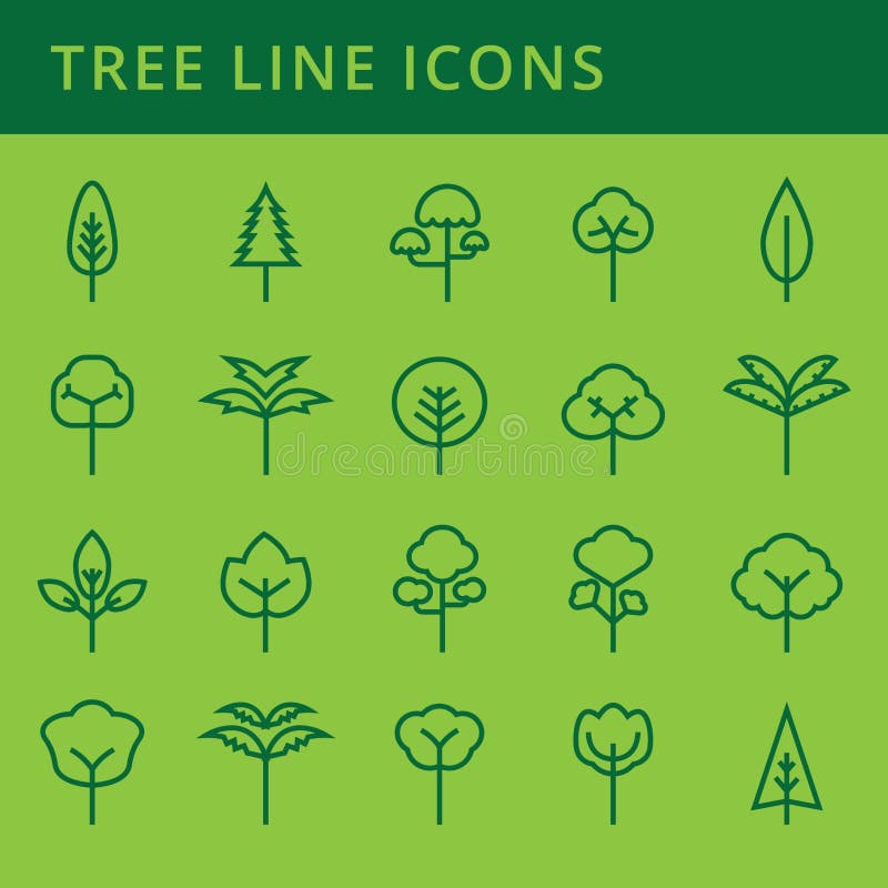 Tree Line Icon Collection. Vector Illustration Decorative Design Stock ...