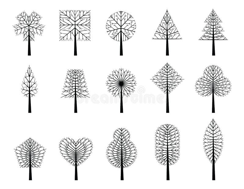Abstract Tree Continuous Line Vector Set Stock Vector - Illustration of ...