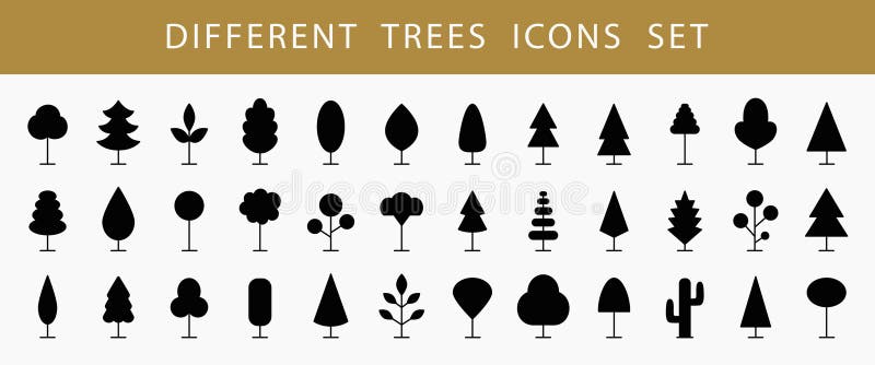 Tree Line Icon Set. Vector Logo Shapes Collection Stock Vector ...