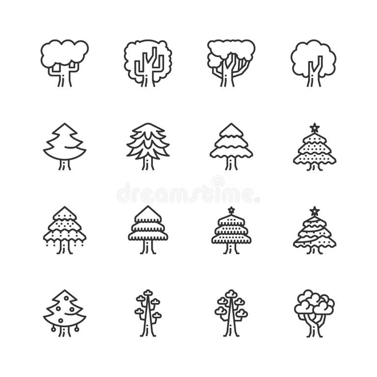 Tree Line Icons Vector Illustration Stock Vector - Illustration of icon ...