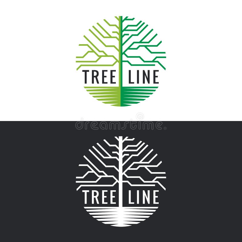 Tree Line Logo Circle Vector Art Design Stock Vector - Illustration of ...