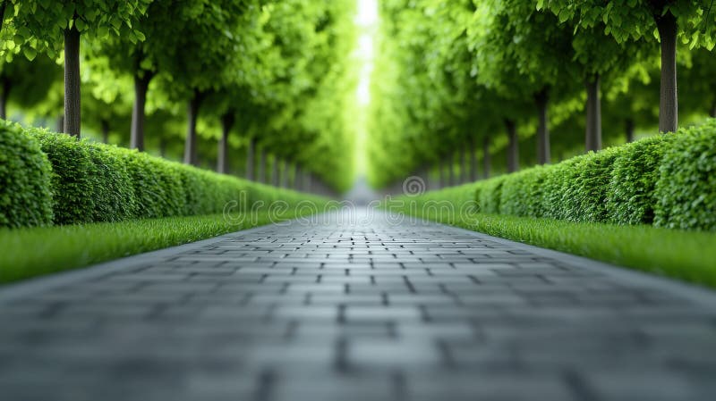 Tree-lined Path with Lush Greenery Creates a Serene and Inviting ...