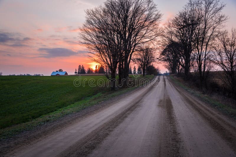 Country Road at Sunset stock photo. Image of cloud, scene - 49834214