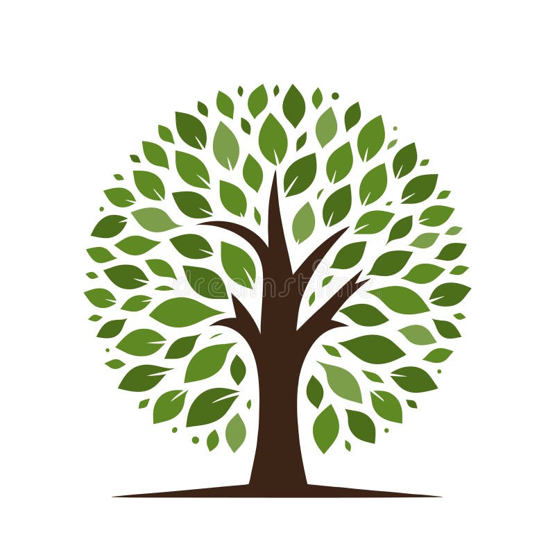Tree Logo Design. Tree Icon Isolated. Cute Tree Symbol with Leaves ...
