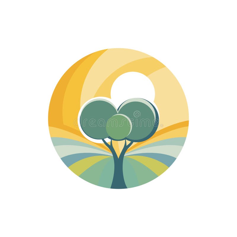 Tree Logo Design Template. Vector Illustration of a Tree in the Circle ...