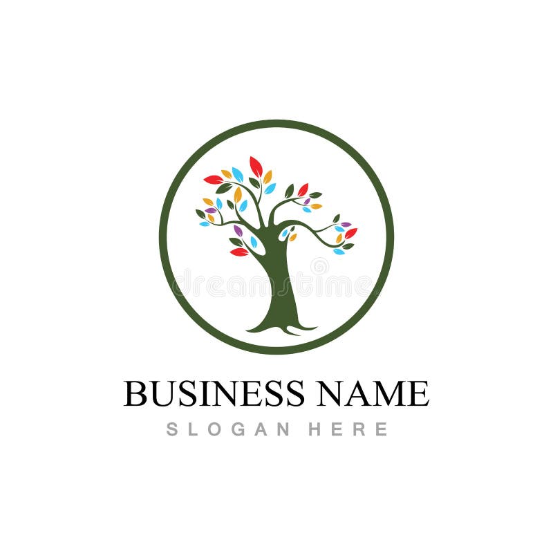 Tree Logo Design with Template Vector Concept Stock Vector ...