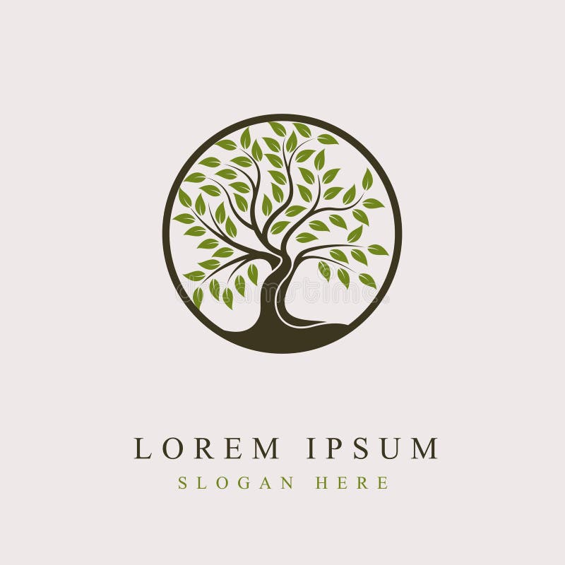 Tree Logo Design in Vivid Circle, Tree Vector. Tree of Life Logo Design ...